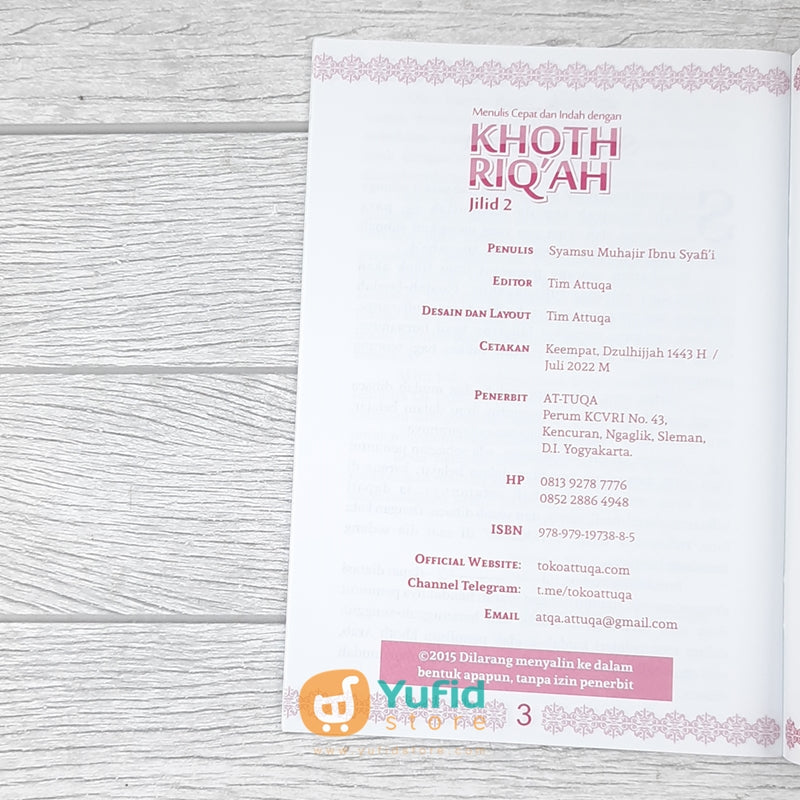 BUKU MENULIS CEPAT DAN INDAH DENGAN KHOTH RIQAH JILID 2 (ATTUQA ...