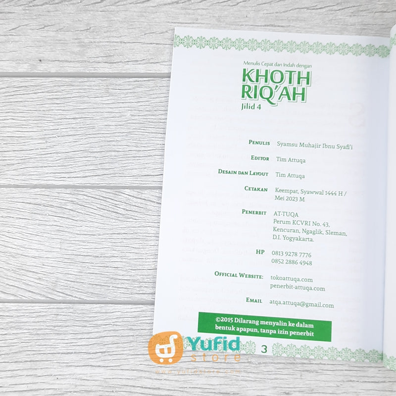 BUKU MENULIS CEPAT DAN INDAH DENGAN KHOTH RIQAH JILID 4 (ATTUQA ...