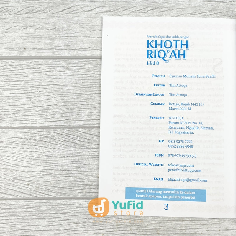 BUKU MENULIS CEPAT DAN INDAH DENGAN KHOTH RIQAH JILID 8 (ATTUQA ...
