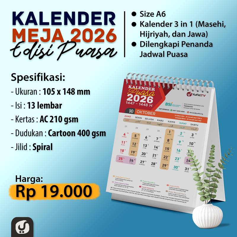 KALENDER MEJA YUFID 2026 EDISI PUASA - UKURAN A6 (PRE ORDER) – Yufid ...