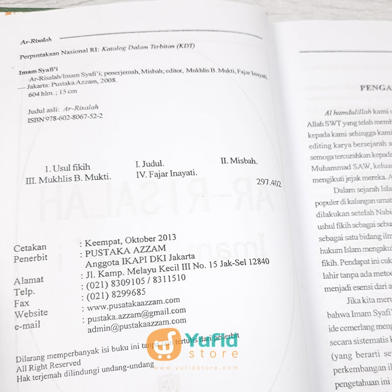 BUKU AR-RISALAH IMAM SYAFI'I (PUSTAKA AZZAM) – Yufid Store Toko Muslim
