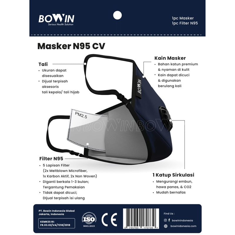 Bowin Masker N95 CV Navy Blue – Yufid Store Toko Muslim