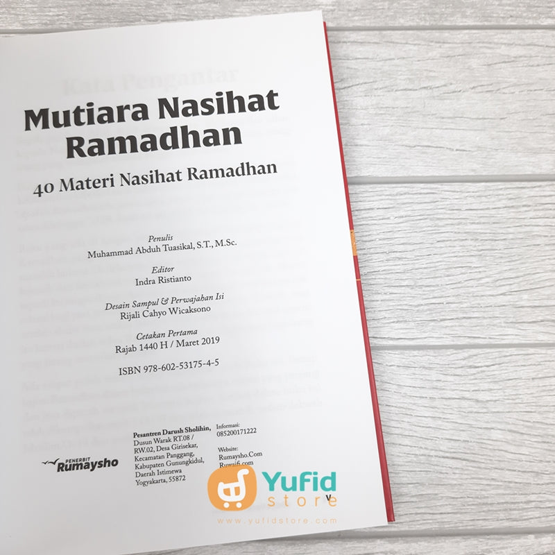 Buku Mutiara Nasihat Ramadhan (Rumaysho) – Yufid Store Toko Muslim