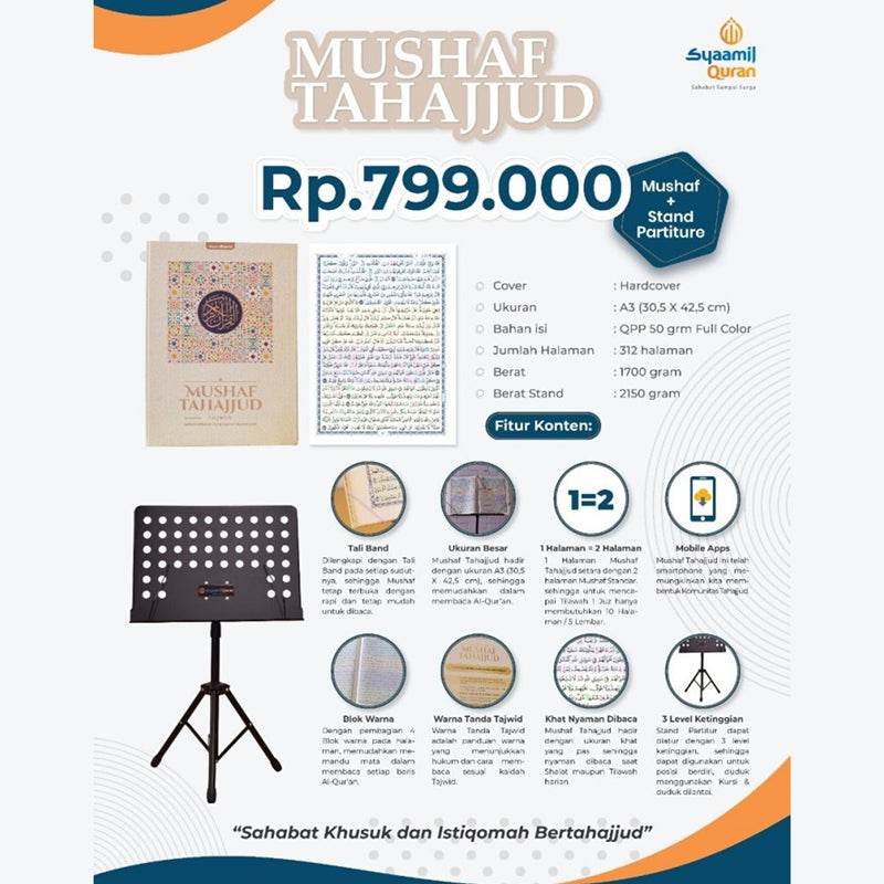 MUSHAF TAHAJJUD DENGAN STAND PARTITUR (SYAAMIL QURAN) – Yufid Store ...